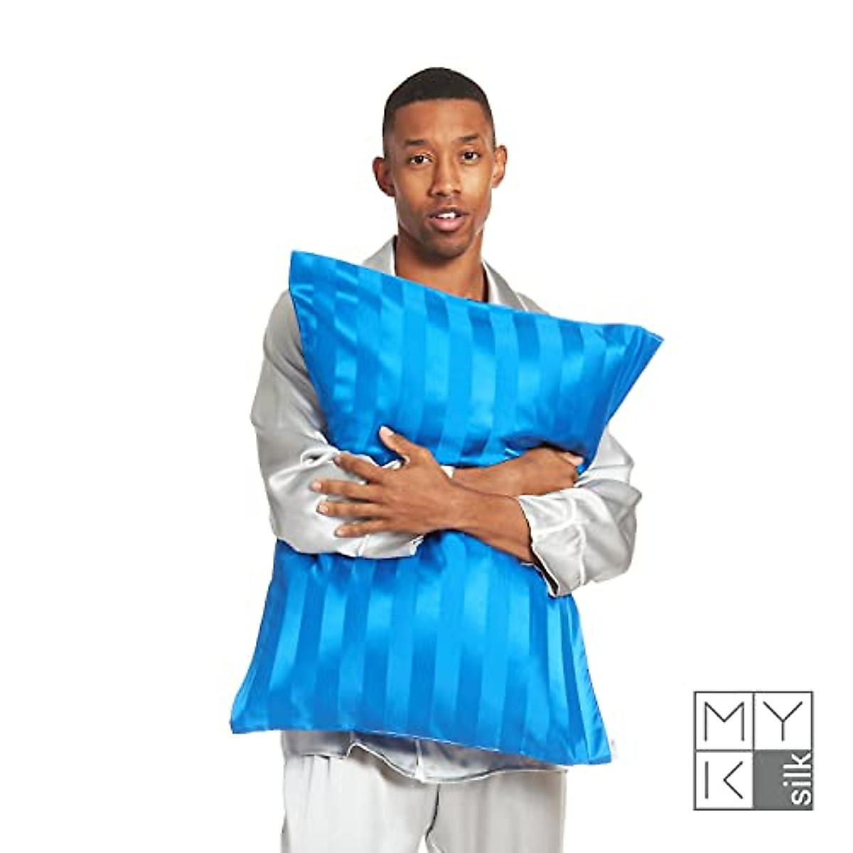 MYK Silk - Natural Silk Pillowcase with Cotton Underside for Hair and Facial, 19 Momme Navy Blue King