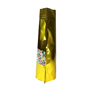 QQ Studio 100 Shiny Colored Aluminum Mylar Foil Clear Window Reclosable QuickQlick™ Stand-Up Bags (4" x 6", Gold)