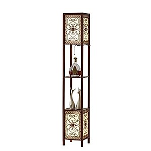 Artiva USA Infinity Heart Shelf Floor Lamp, Dark Walnut, 64"" h