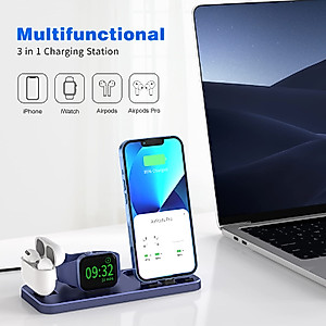 GLANA Portable 3 in 1 Charging Station Compatible with Apple Multiple Devices, Foldable Charger Stand for iWatch Series 8/Ultra/7/6/SE/5/4/3/2/1 Charging Dock Station for iPhone AirPods Pro 3/2/1