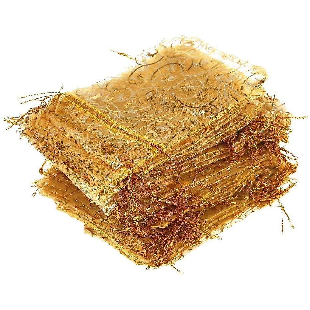 Wedding Favors Small Gift Bags, 100pcs 2.8x3.6 Inch (7x9cm) Gold Organza Bags for Party Favor Bags Small Business Candy Bags Mesh Bag (Gold, 2.8''x3.6'')