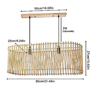 WalmHomie 1 Light Big Bamboo Woven Pendant Lighting Fixtures,Ceiling Hanging Light for Living Room Dining Room Bar Cafe