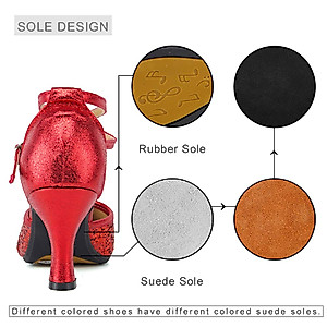 YKXLM Latin Ballroom Dance Shoes Closed Toe Dance Pumps Character Party Prom Dancing Pump,DY116-S,Silver-5.5,US 8