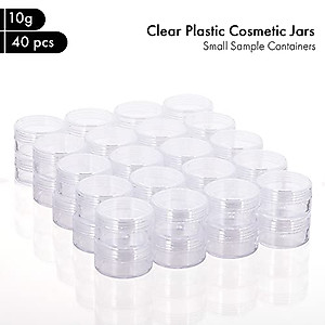 40Pcs 10 Gram Plastic Cosmetic Containers with Lids for Lotion, Creams, Toners, Lip Balms, Makeup Samples Jars BPA free (10g-40pcs, clear)