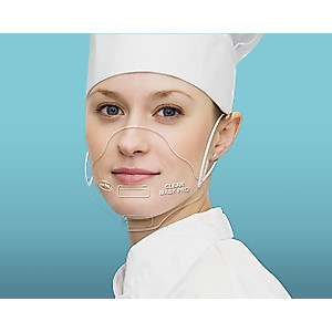 Clear Mask Pro (10 Pack), Clear Hygienic Open Mouth Shield For Restaurants, Food Handlers and Retail -Ultralight Weight Recyclable Mask. -Not For Protection.