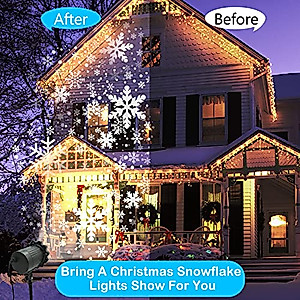 auanvel Christmas Snowflake Projector Lights Waterproof LED White Snowfall Projector Lights for Christmas, Holiday, Halloween, Party, Garden, Wedding, Indoor Outdoor Decorations