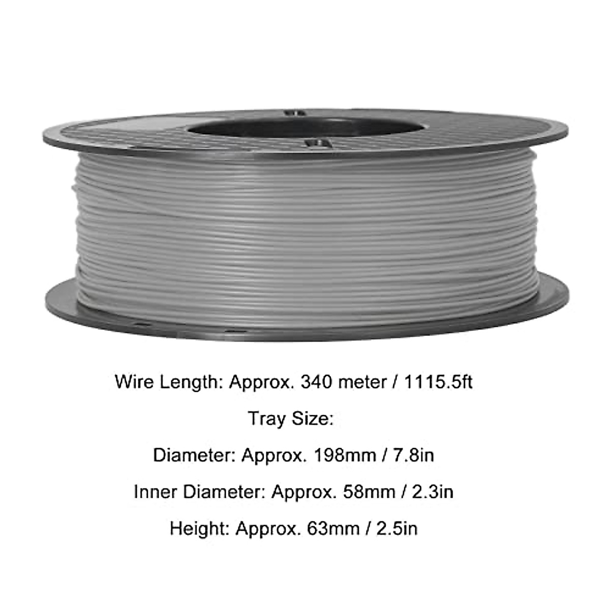 3D Printer Roll Filament, High Accuracy Consumables 1kg Spool 1.75mm PLA Print Filament for Industrial Devices(Silver)