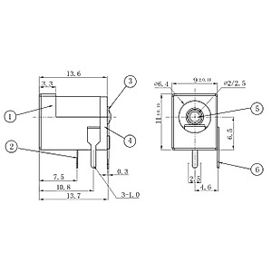 DIKAVS Breadboard-Friendly 2.1mm PCB Mounting Female DC Power Barrel Jack (Pack of 10)