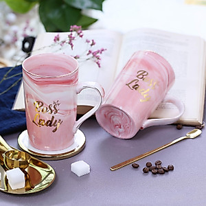 Jumway Boss Lady Mugs - Best Gifts for Mom and Female Boss Friend - Boss Gifts Birthday Gifts for Women Boss Mom 14oz Marble Ceramic Coffee Mug