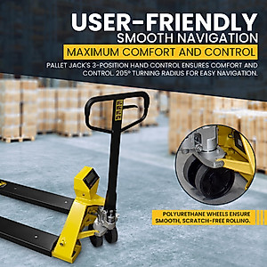 5Seconds - Steel Pallet Jack with Scale, Battery-Powered Hand Lift Jack Tool with LED Display, Safe Moving Equipment for Industrial & Commercial Use, 48" L x 27" W x 47”H, 5000lb Capacity