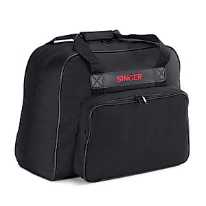 SINGER | Machine Carrying Case, Black, Spacious Case Fits Most Standard Sewing Machines and Sergers, Fully-Padded Interior, Durable Canvas Exterior, Easy Zip, Large Front Pocket, Easy Transport