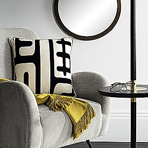 Safavieh Pillows Collection Maize Decorative Pillow, 20-Inch, Black, Set of 2