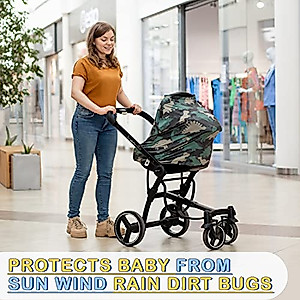 Busy Monkey Breastfeeding Nursing Cover Camouflage - Multi Use Car Seat Canopy Shopping Cart High Chair Stroller and Carseat Covers for Boys Girls Infinity Stretchy Shawl Baby Shower Dino Camo