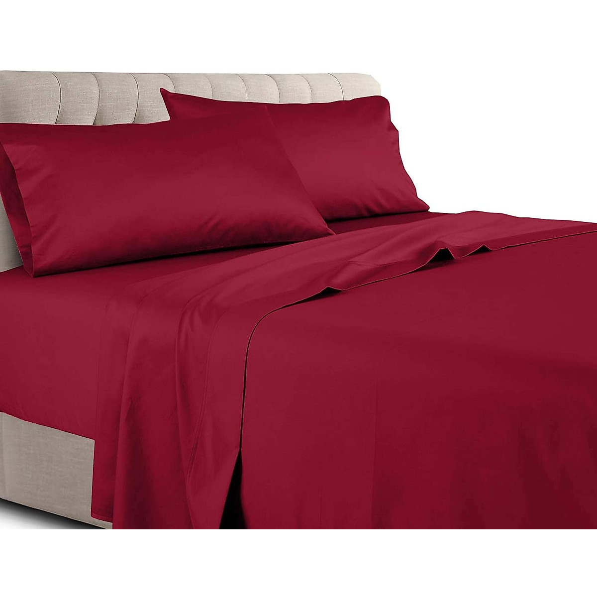 Twin XL Sheet Set- 4 Piece- Bed Sheets Extra Deep 30" inch Mattress Sheet Set Long Staple Adjustable Bed Sheet Set Burgundy Solid Twin XL- 39" X 80" Egyptian Cotton-600 TC
