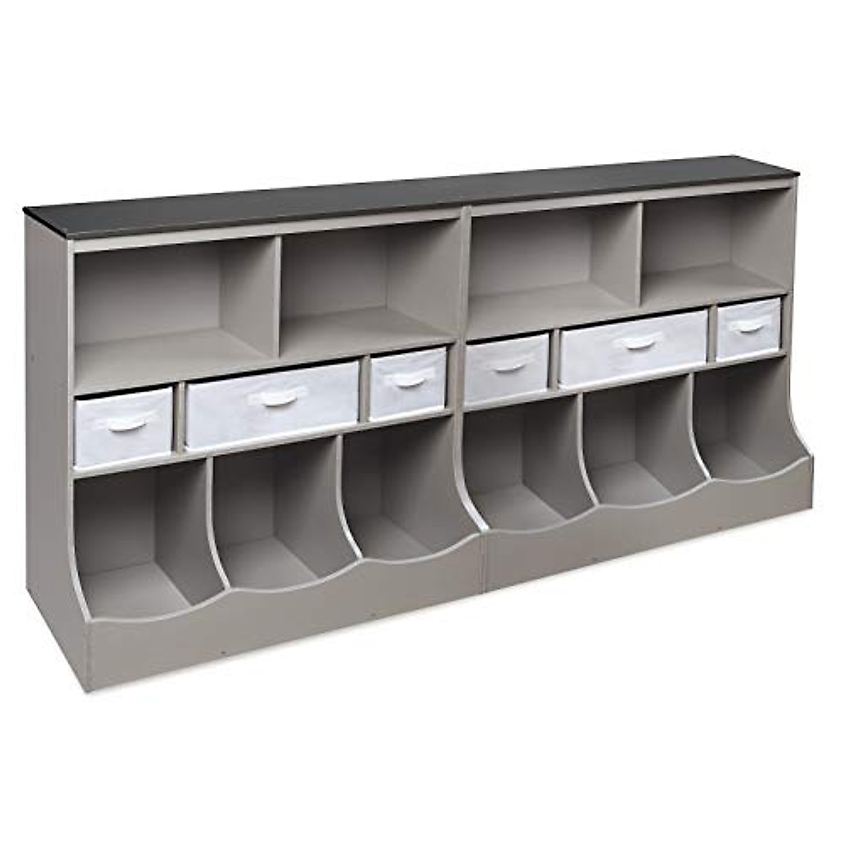 Badger Basket Combo Bin Toy Storage Unit and Book Shelf for Kids with 3 Baskets - Woodgrain/Gray