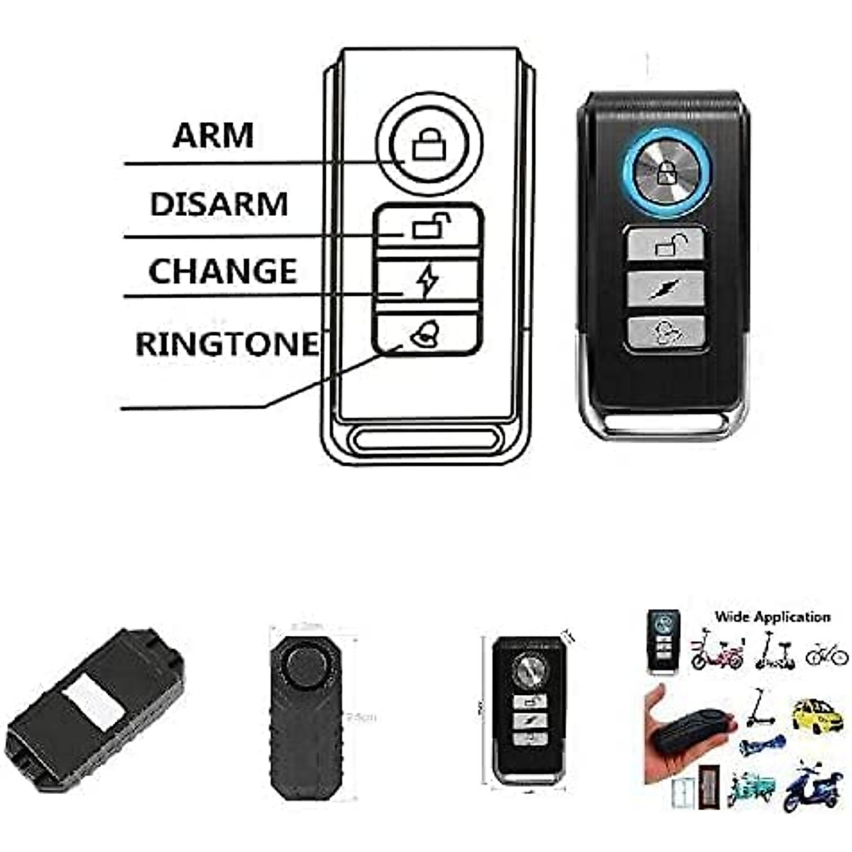 Bike Alarm with Remote 2 Pack, Loud 113dB Wireless Anti-Theft Vibration Motorcycle Bicycle Alarm IP55 Waterproof Super Vehicle Security Vibration Motion Sensor Alarm System