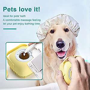 Dog Bath Brush, Soft Silicone Rubber Dog Grooming Brush Pet Massage Brush Shampoo Dispenserfor Short Long Haired Dogs and Cats Washing Shower(blue)