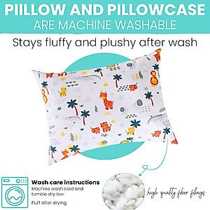 Via La Vie My Dream Pillow Small Toddler Pillow with Pillowcase - 100% Cotton Fabric with Polyester Fill Hypoallergenic Sleeping Pillow for Kids - Machine Washable, 13x18 Inches