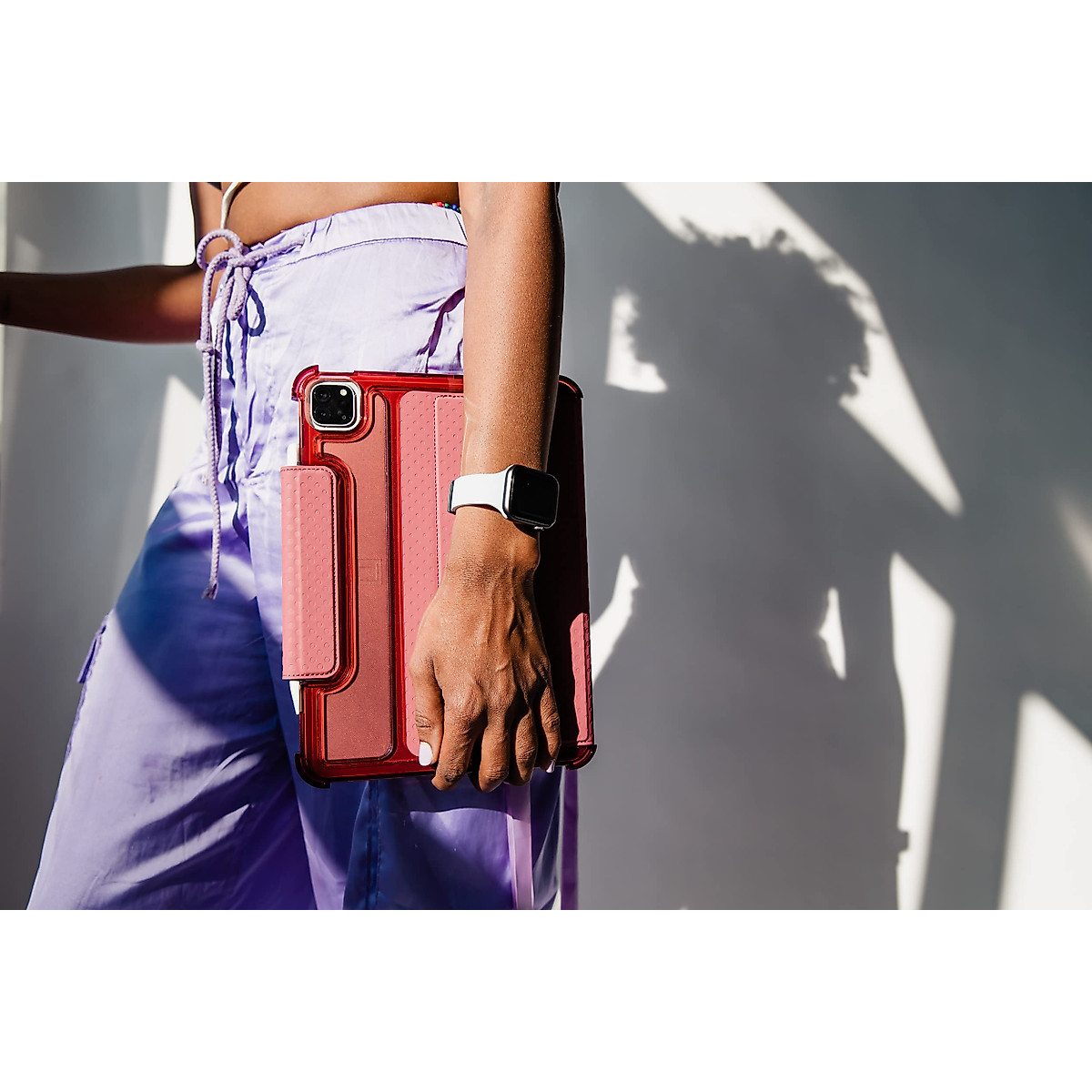 [U] by UAG iPad Pro 11" (4th Gen 2022, 3rd Gen 2021) Case Lucent Lightweight Slim Shockproof Smart Folio Protective Cover with Auto/Sleep Wake & Pencil Holder, Aubergine/Dusty Rose