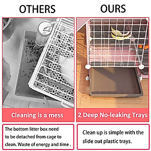 DuvinDD 2-Story Small Rabbit Cage Indoor Bunny Hutch with 2 Deep Pull-Out Trays and Urine Guard, Guinea Pig Cage Metal Wire Netting Villa, Small Animals House for Ferret, Chinchilla, Hedgehog