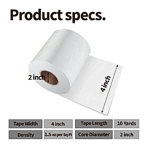 Fiberglass Mat Tape,10 Yds X 4" Wide,1.5 Oz, Fiberglass Chopped Strand Mat Tape