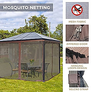 12 Ft. X 10 Ft. Outdoor Aluminum Gazebo with Hardtop Netting for Lawn, Backyard