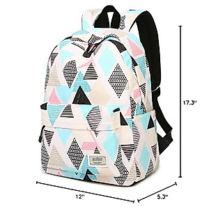 Joymoze Girl School Backpack Fit for 15.6" Laptop Children Bookbag Rhombus