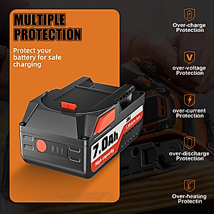 VINIDA 7.0Ah 18V R840087 Lithium Battery Replacement for Ridgid 18V Battery R840083 R840085 R840086 R840087 R840089