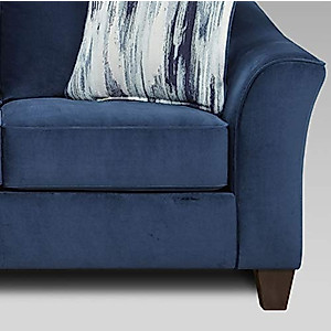 Roundhill Furniture Camero Fabric Pillowback Loveseat, Navy Blue