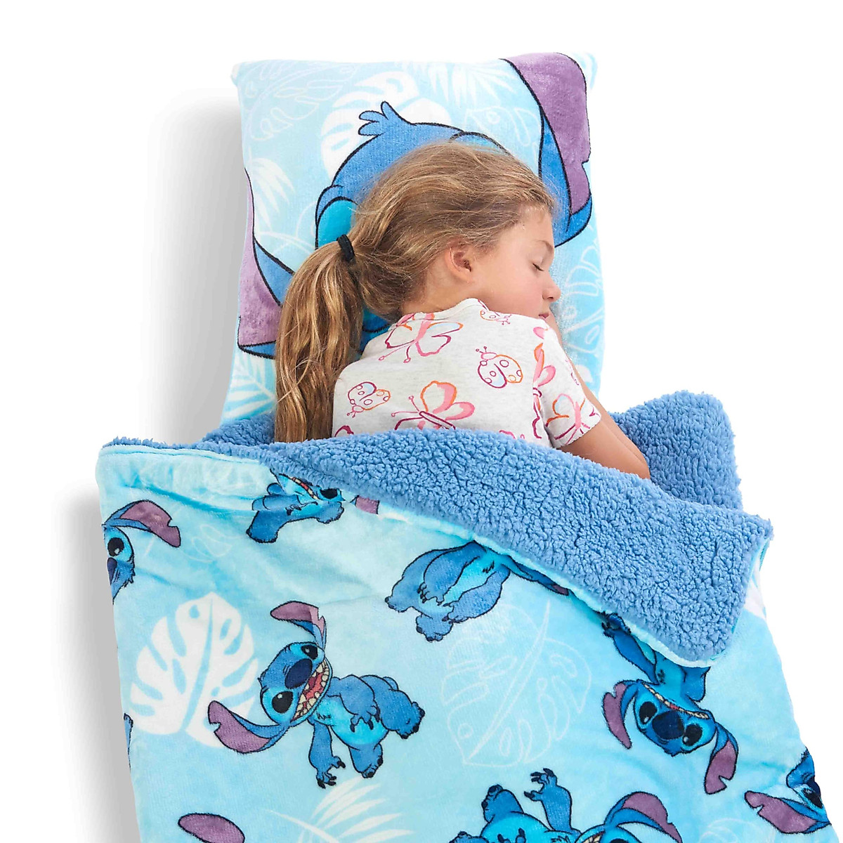 Northwest Lilo and Stitch Silk Touch Sherpa Slumber Bag, 27" x 56", Classic Palms