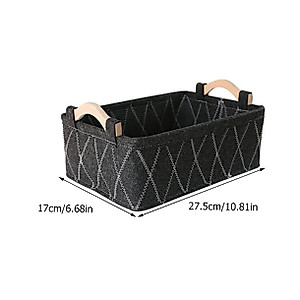 Alipis 1pc Felt Storage Basket Fabric Storage Basket Cube Basket with Handles Desk Topper Kitchen Rectangular Storage Fabric Mini Storage Bins Office Desk Decor Box Frame Wood Clothing
