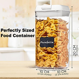 Shazo Airtight Food Storage Containers with Lids - 6 PC BPA Free Clear Plastic Cereal Containers with Easy Lock Lids for Kitchen and Pantry Organization for Snacks and Pasta - 1.2 L