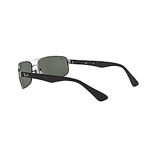 Ray-Ban Men's RB3445 Rectangular Sunglasses, Gunmetal/Dark Green, 64 mm