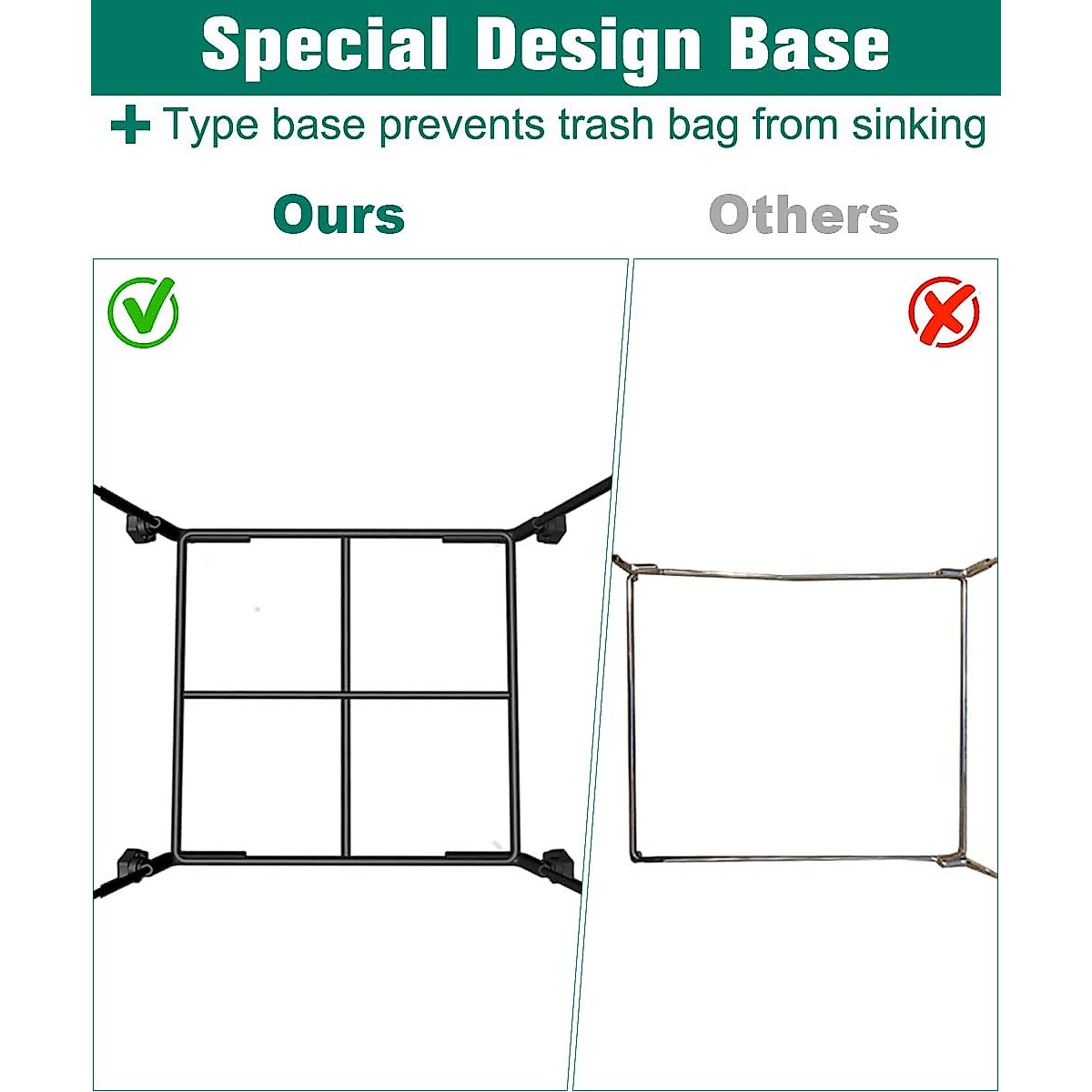Tuohours Outdoor Trash Bag Holder Stand - Heavy Duty Metal Garden Garbage Bag Support Frame for 30-45 Gallon Capacity, Multi-Use Portable Yard Leaf Bag Stand for Leaves, Camping, Weeding, Lawn Party