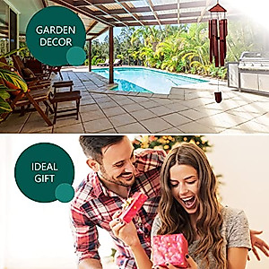 Bamboo Wind Chimes, 41" Outdoor Wood Wooden Wind Chimes with Melody Deep Tone, Classic Zen Garden Décor for Patio and Home, Dark Brown Finish and Natural Sound Ideal for Enhancing Any Outdoor Space
