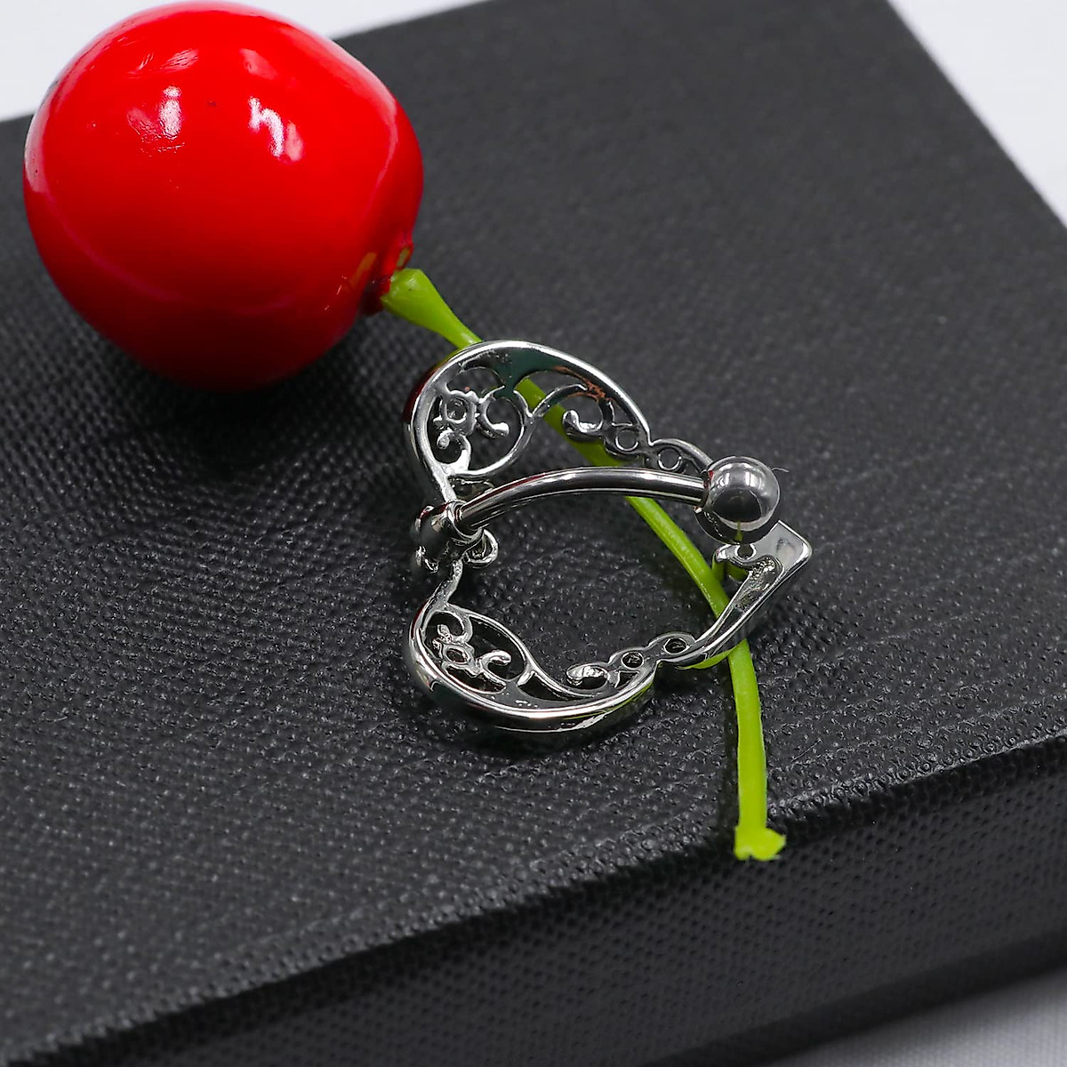 FLOGWE 14G Heart Belly Button Ring 316L CZ Heart Reverse Belly Ring Top Down Belly Button Ring Medical Steel Body Piercing Jewelry for Women