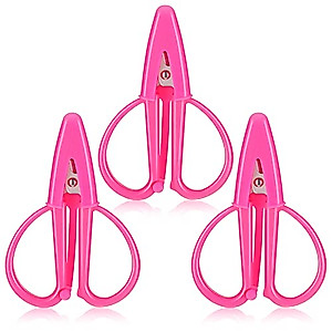 3 Pieces Mini Scissor Travel Scissors Tiny Small Scissors Portable Snips Scissors for Sewing Craft Scissors with Cover for Women Girls Embroidery Fabric Thread, 2.56 x 1.65 Inch, Pink