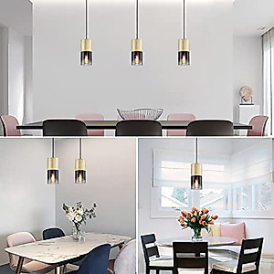 LINSEEDS Pendant Light Fixtures, Black and Gold Adjustable Modern Pendant Lights for Kitchen Island, Industrial Glass Pendant Lights for Dining Table Hallway Bedroom Living Room,1 Pack
