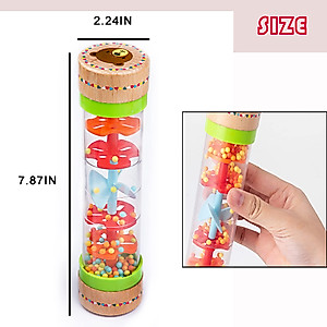 BIUWING Rainmaker Rain Sticks, Mini Wooden Musical Shake, Beaded Raindrops - Turn Over and Watch The Colorful Beads Flow Down The Tube as It Creates The Soothing Sound of Rain