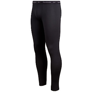 Reebok Mens Compression Pants – Athletic Base Layer Mens Leggings Thermal Pants - Performance Compression Tights for Men S-XL, Size Small, Black