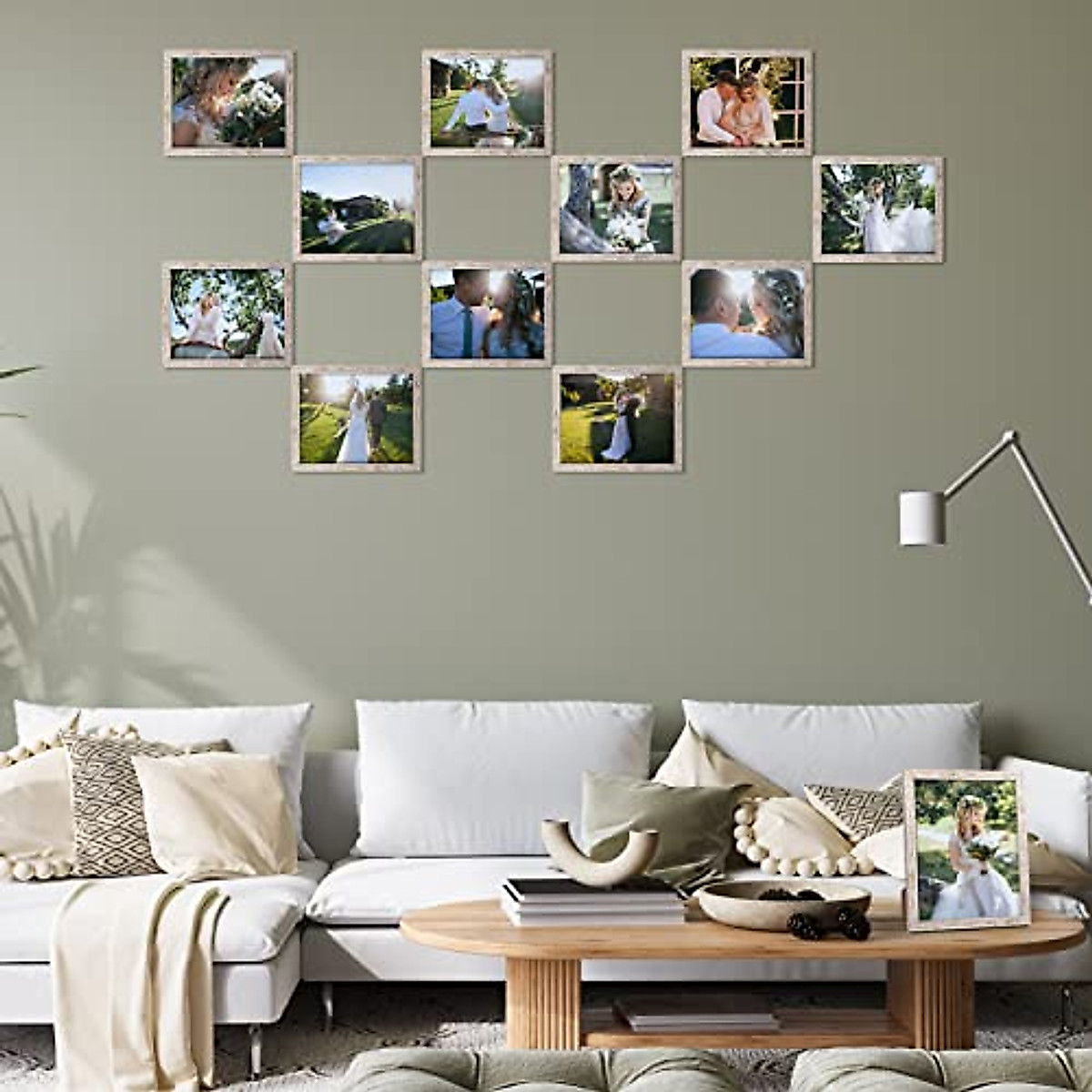 Lyeasw Rustic 8x10 Picture Frame Set of 12, Multi Woodgrain Farmhouse Photo Frames for Wall or Tabletop, Beige