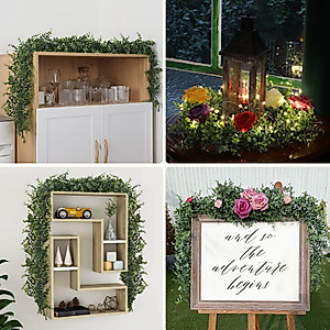 Dolicer Eucalyptus Garland, 12FT Faux Greenery, Artificial Leaves Vine, Fake Hanging Garlands Wedding Decor (Grey Green)