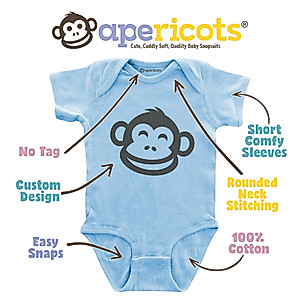 Apericots Super Soft Cotton Blank Plain Comfy Baby Short Sleeve Bodysuit, Light Blue, Newborn