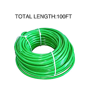 Premium Ultra Flex 100-Foot Roll of Flexible Drip Irrigation & Hydroponic Gardening Micro Tubing 1/4" OD x 3/16" ID, Green Color