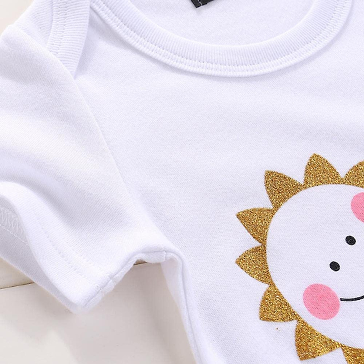 IBTOM CASTLE Baby Girls 1st Birthday Cake Smash 3pcs Outfits Set Cotton Romper bodysuit+Tutu Dress+Flower Headband Princess Skirt Clothes Yellow smile Sun One Size