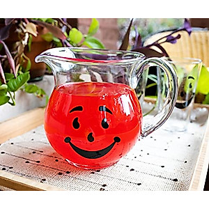 Kool-Aid Man 64-Ounce Glass Pitcher and Two 16-Ounce Pint Glasses | Beverage Dispenser Carafe and Glassware For Water, Juice, Iced Tea, Cocktails | Home & Kitchen Essentials, Nostalgic Gifts