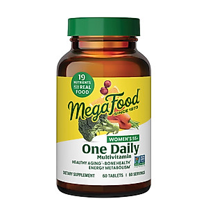 MegaFood Women's 55+ One Daily Multivitamin for Women with Vitamin A, Vitamin C, Vitamin D3 & Vitamin E for optimal aging support - Plus Real Food - Immune Support Supplement - Vegetarian - 60 Tabs