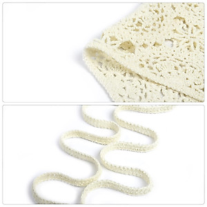 GERINLY Women Crochet Hair Bandana 2 Pcs Boho Triangle Head Scarf Kerchief Elegant Lace and Cute Cherry Accessory