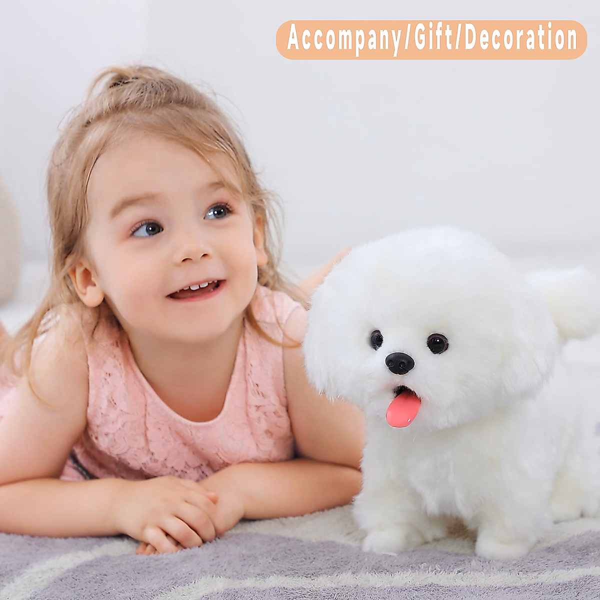 Robot Dog Pet Plush Interactive Maltese Simulation Dog-Realistic Puppy Dog Toy for Kids-with Walking, Barking, Wagging Tail & Talking-Like Real Robotic Present Pet Toy for Toddler Kids Girls Boys