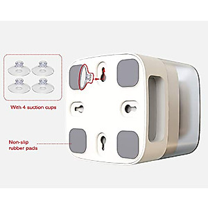 Pet Instant Non-Electric Automatic Dog Fun Food Catapult Dispenser, Square Transparent Visible Granary Slow Feeder for Pets, with Anti-Slip Rubber Pad for Cats Dogs Toys White